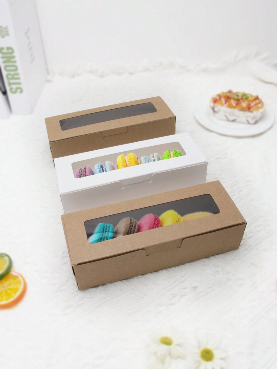 5pcs Long Rectangular Windowed Packaging Box For Egg Yolk Pastry ...