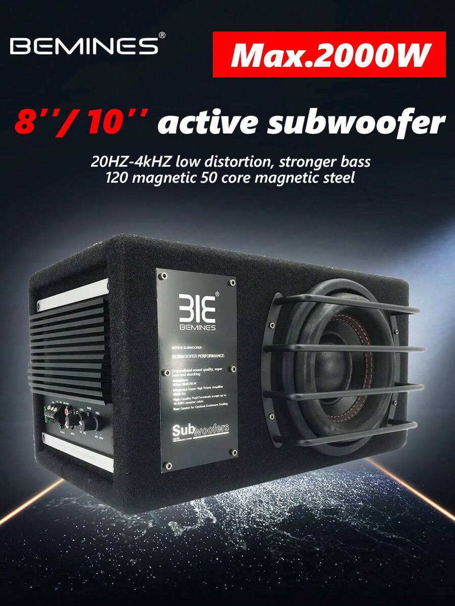 1pc BEMINES YL-80 Black Active Subwoofer Stereo Speaker, 8-Inch 2000W ...