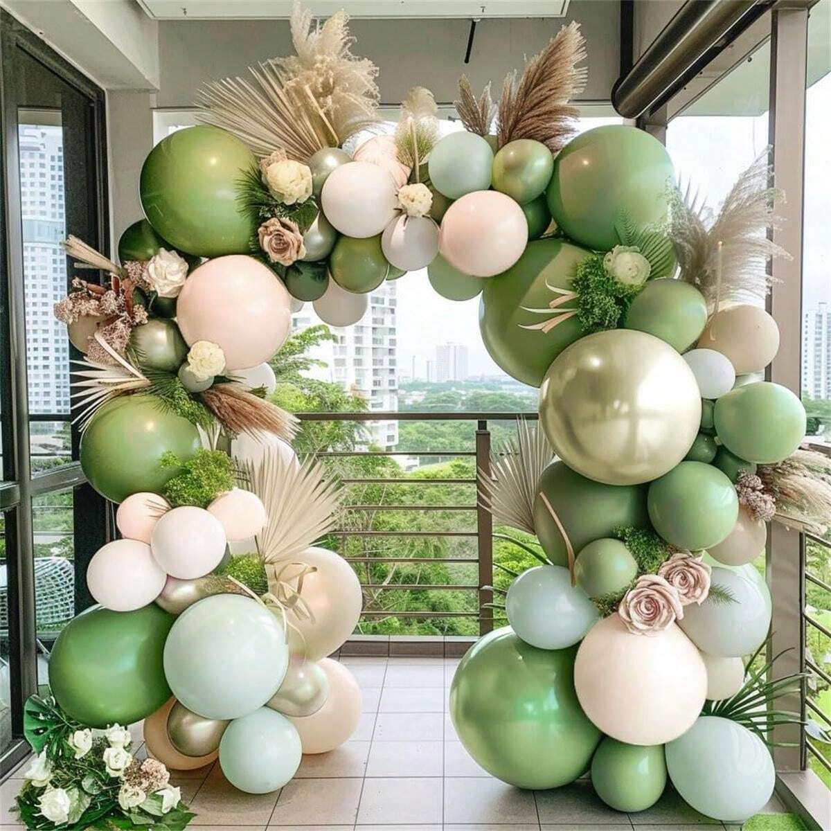 127PCS/SET Green White Gold Balloon Garland - Olive Green Balloons ...