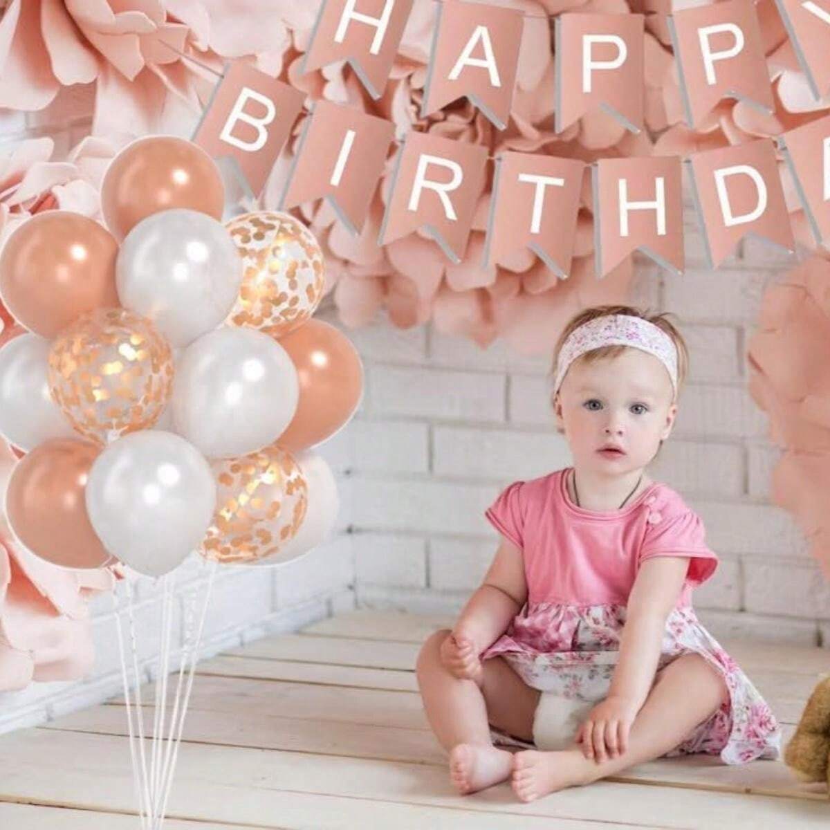 35 peças Balão de Número 1 de 40 polegadas em Ouro Rosa, Decorações de ...