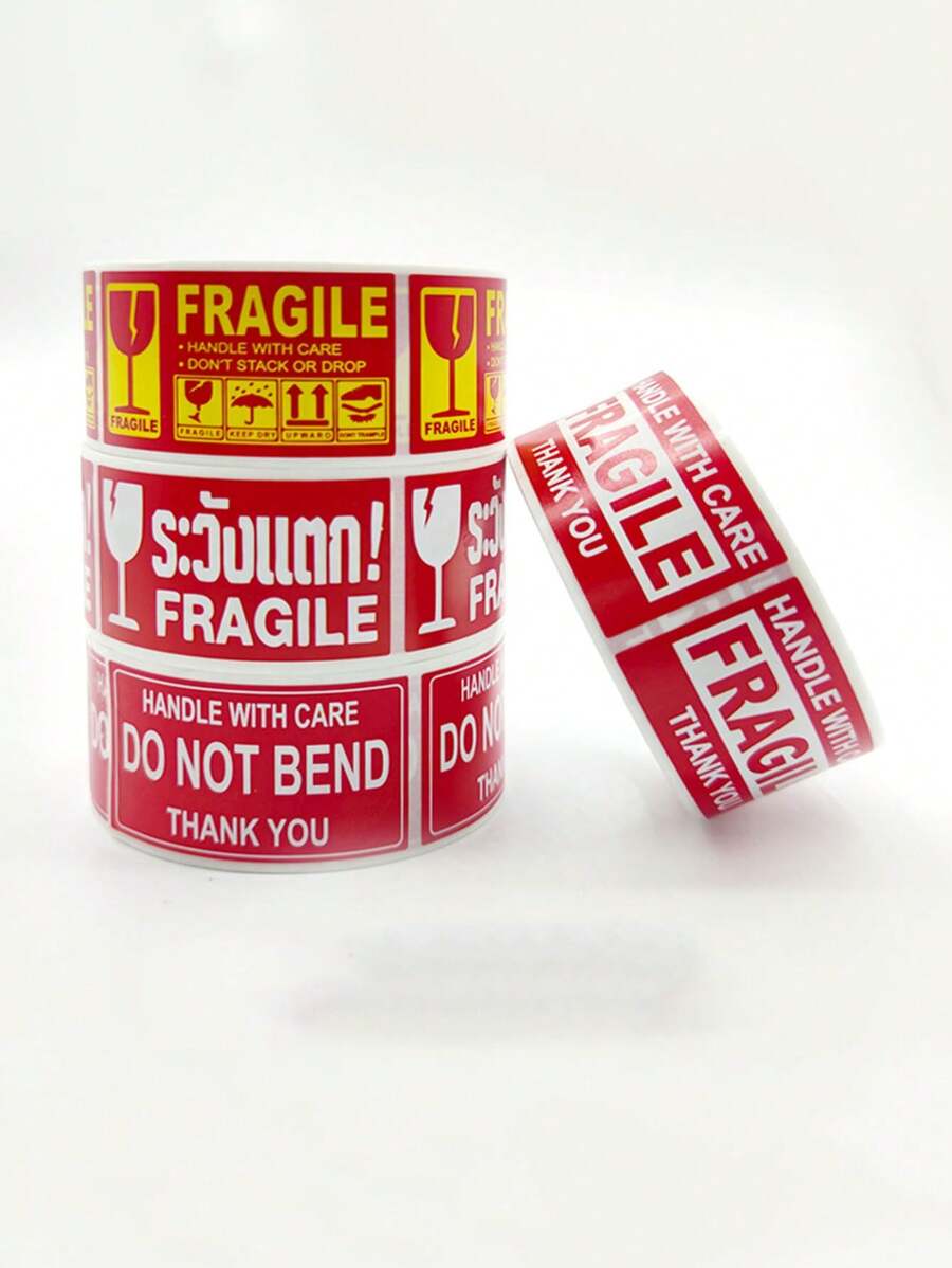 250 Fragile Product Warning Labels Stickers, English Text Copperplate ...