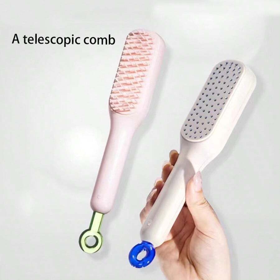 1pc Solid Color Self-Cleaning Comb For Tangled Hair, Suitable For Daily ...