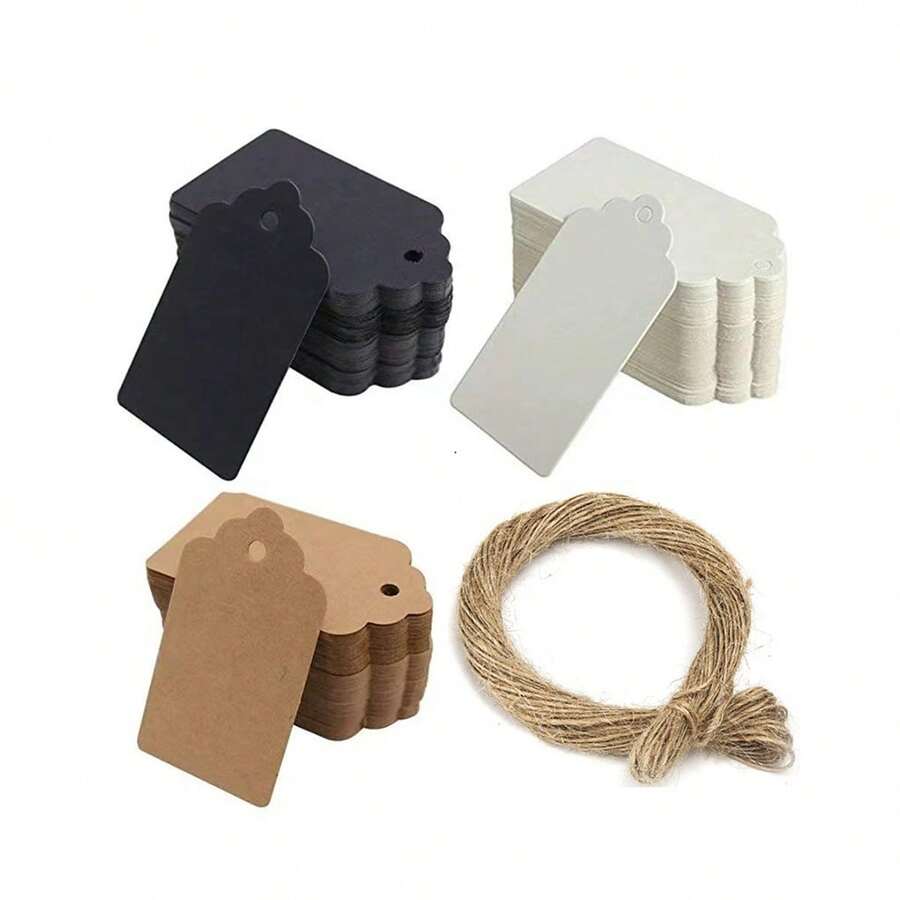 100pcs-1.2*2in Blank Gift Labels Hanging Tag With 100pcs Tag And 20m ...