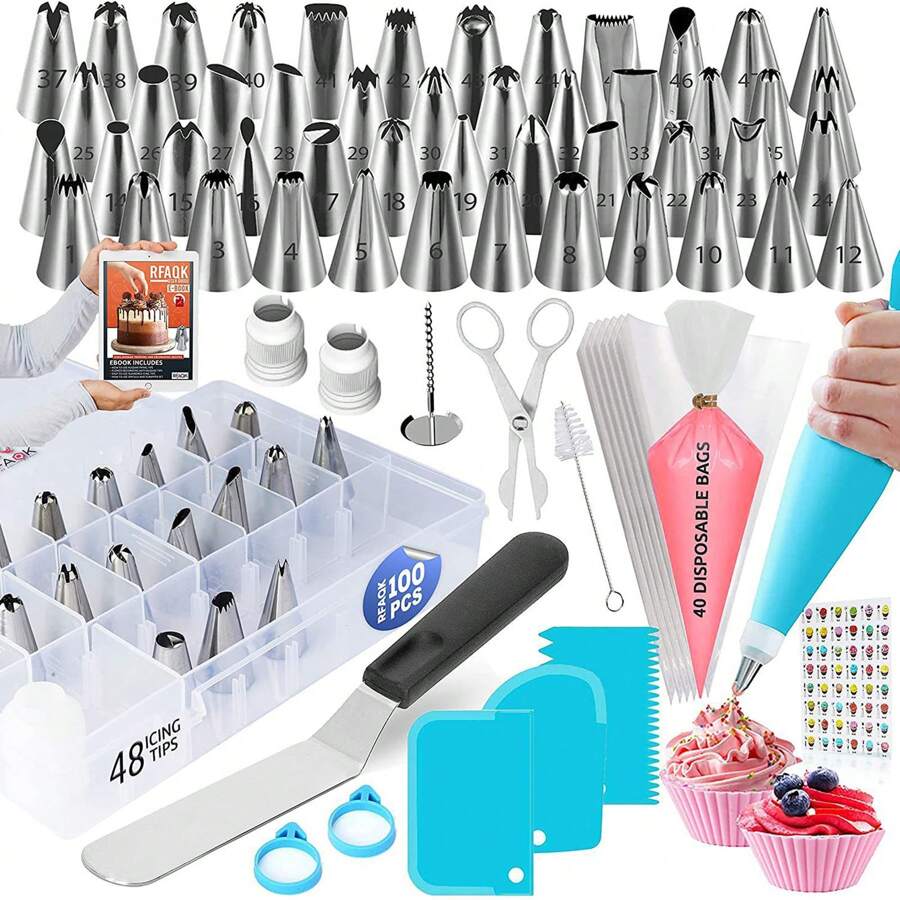 27/100 Pieces, Cake Piping Nozzle Set, Baking Cream Nozzle Cake ...