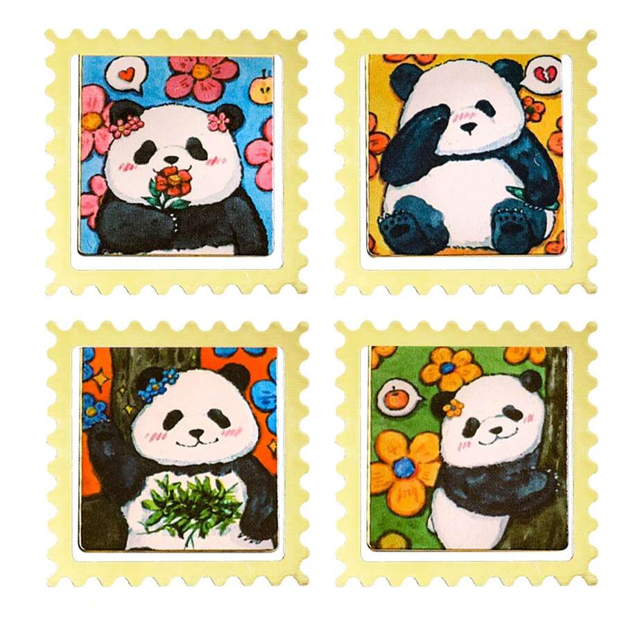 4PCS Metal Bookmark, Cute Panda Bookmarks With Different Stamp Styles ...