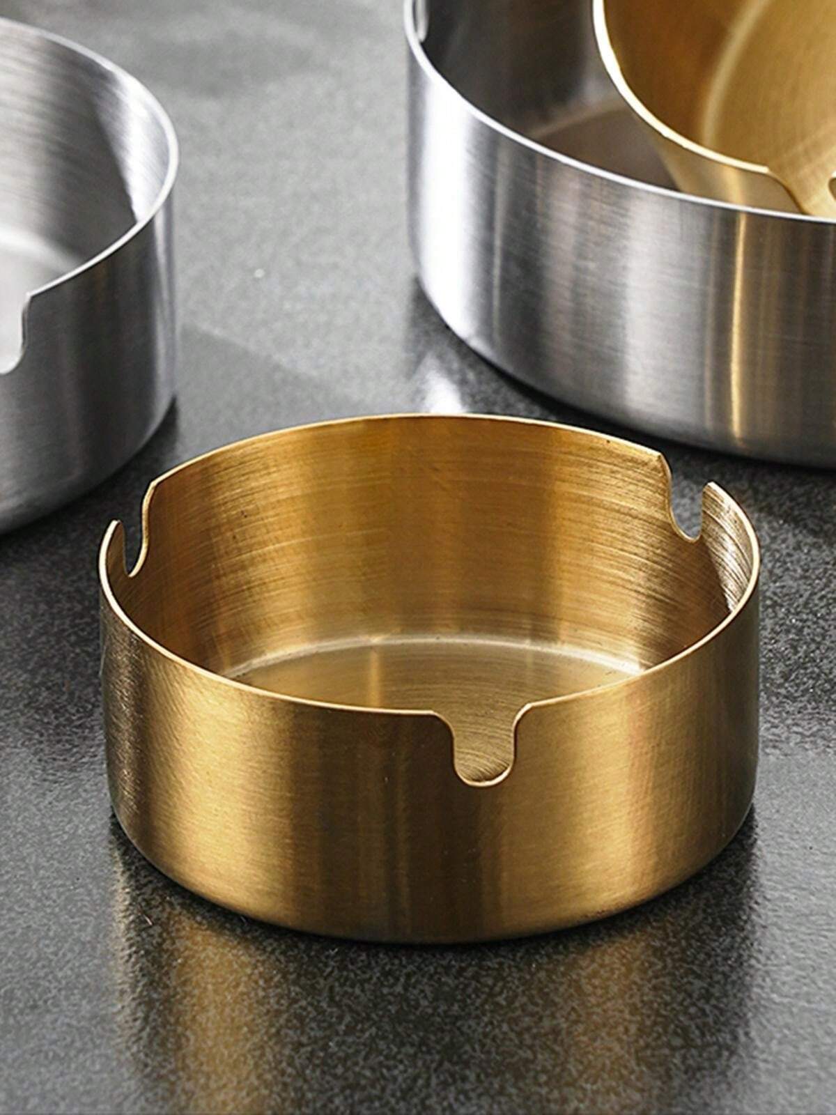 A Simple Gray Ashtray Made Of One-Piece Stainless Steel, Durable, Easy ...
