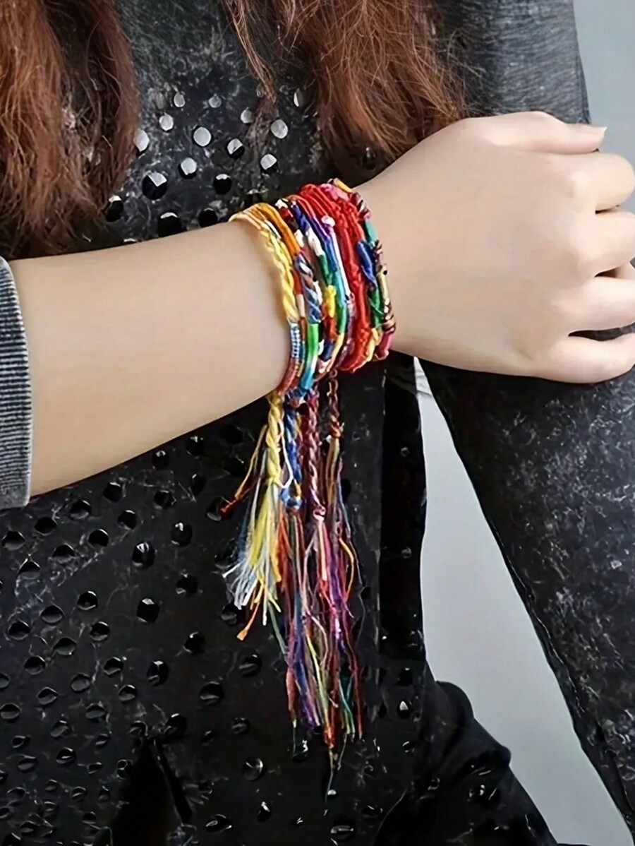 10PCS Women Men Charm Hand Rope, Arbitrary Color Jewelry Lot Braided ...