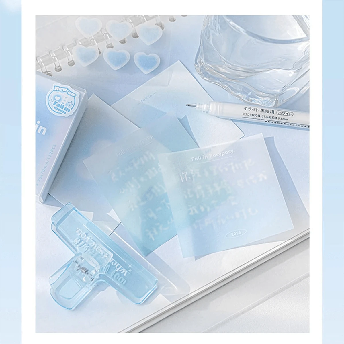 Gradient Blue Multifunctional Memo Pad Set, Students Sticky Notes With ...