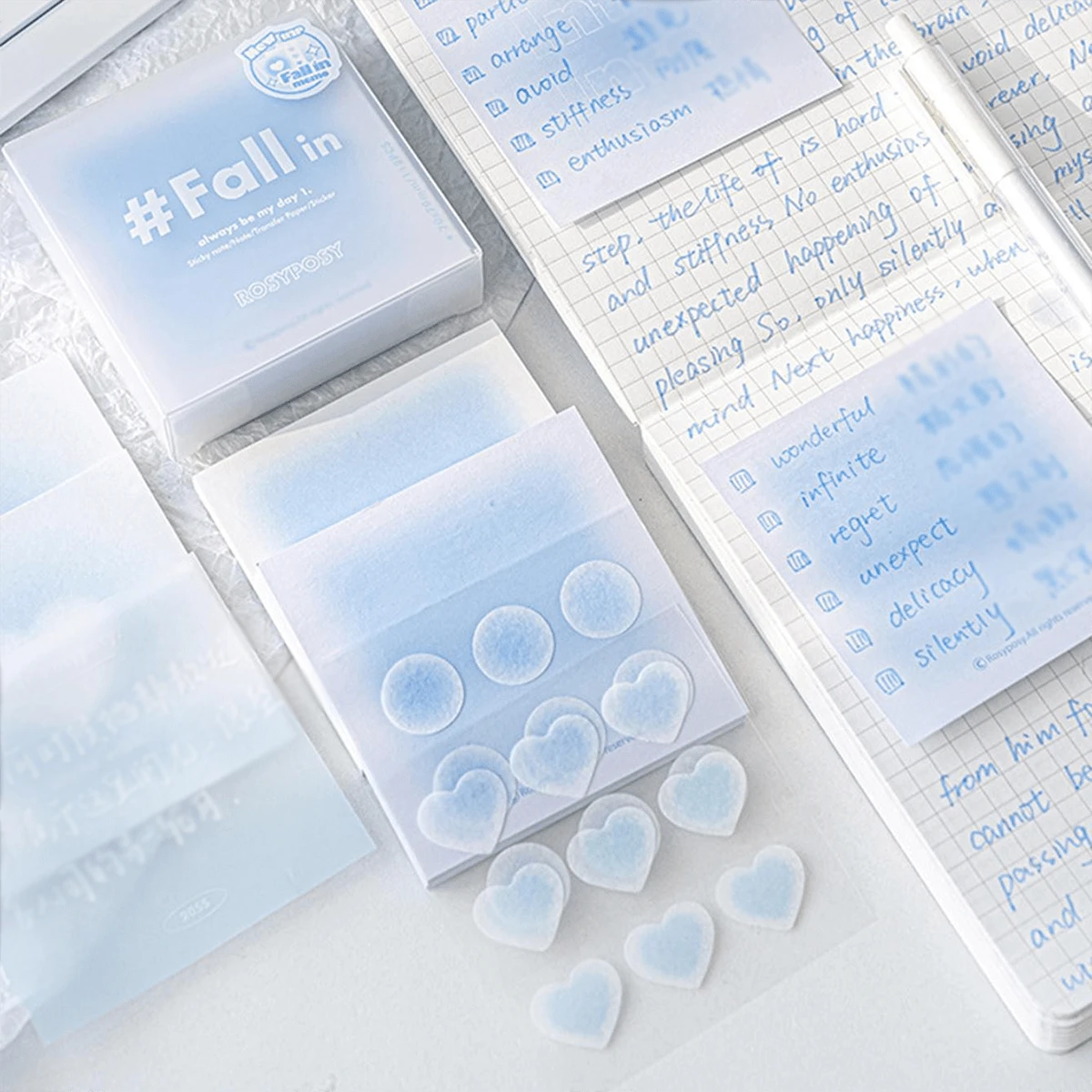 Gradient Blue Multifunctional Memo Pad Set, Students Sticky Notes With ...