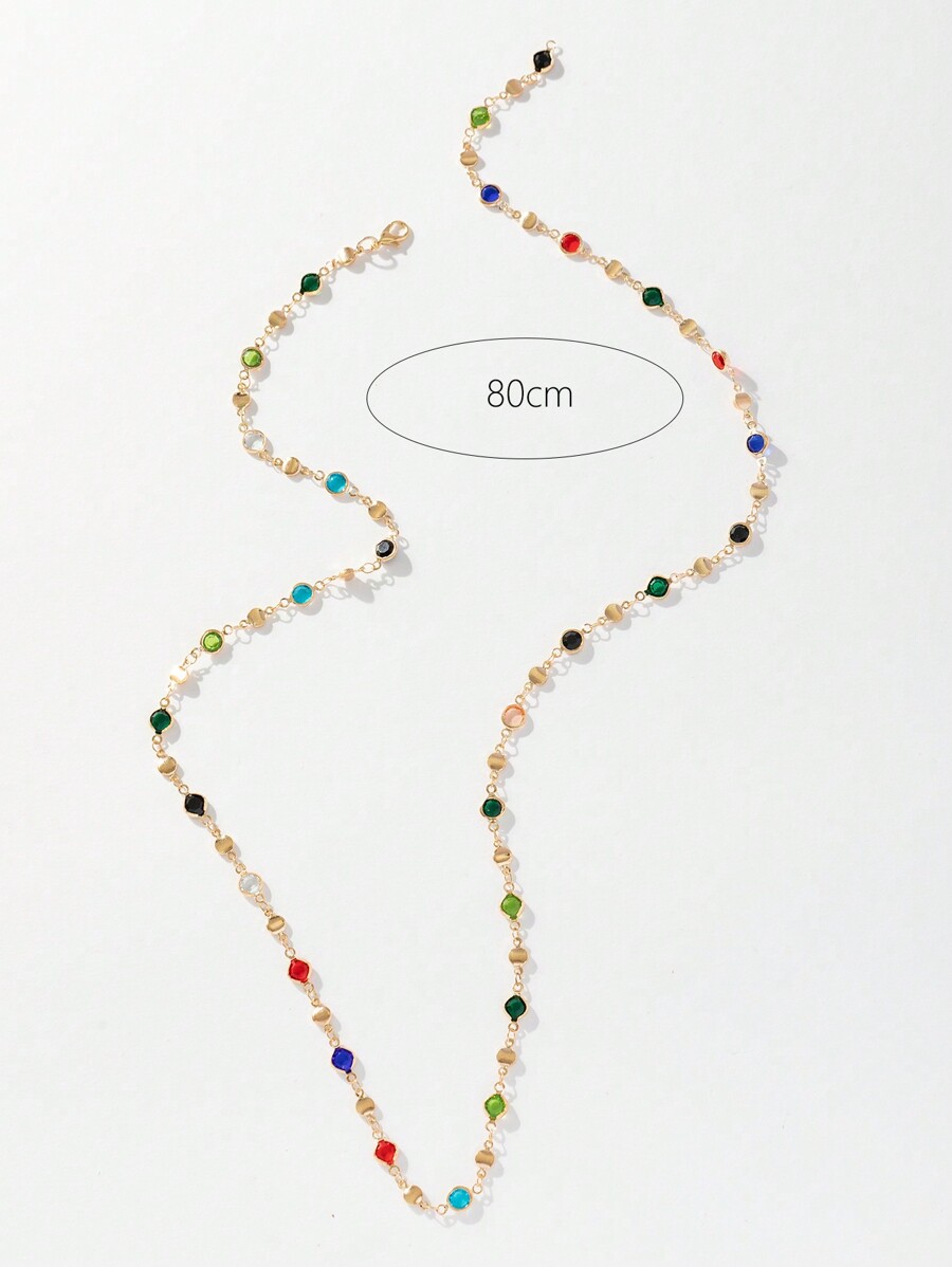 1pc Golden/Silver Tone Circle Glass Beaded Y-Shape Long Necklace For ...