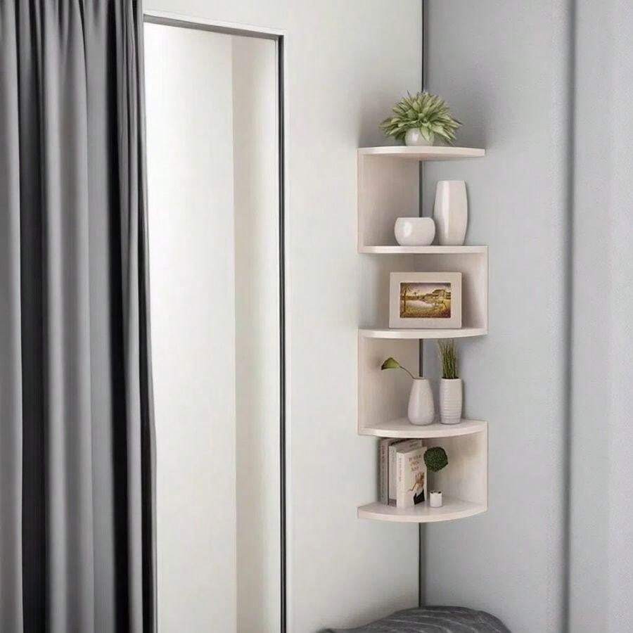Creative Wall-Mounted Triangular Corner Shelf With 5 Half Circle ...