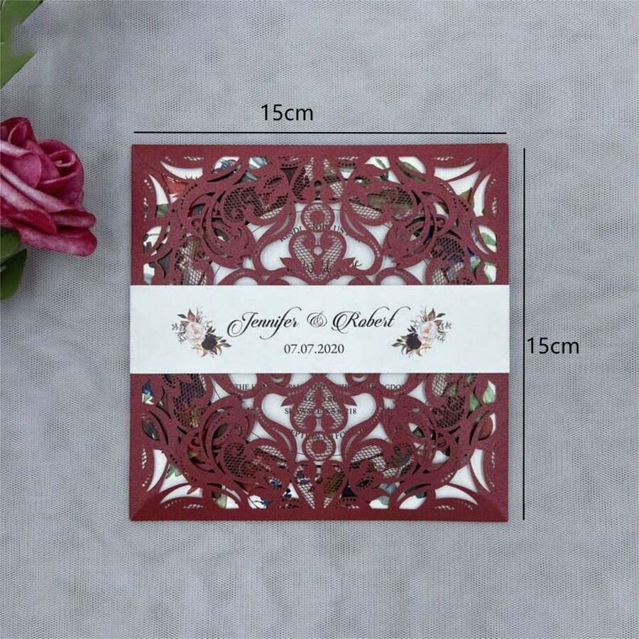 10pcs Creative High-End Laser Cut Square Shape Invitation Card With ...