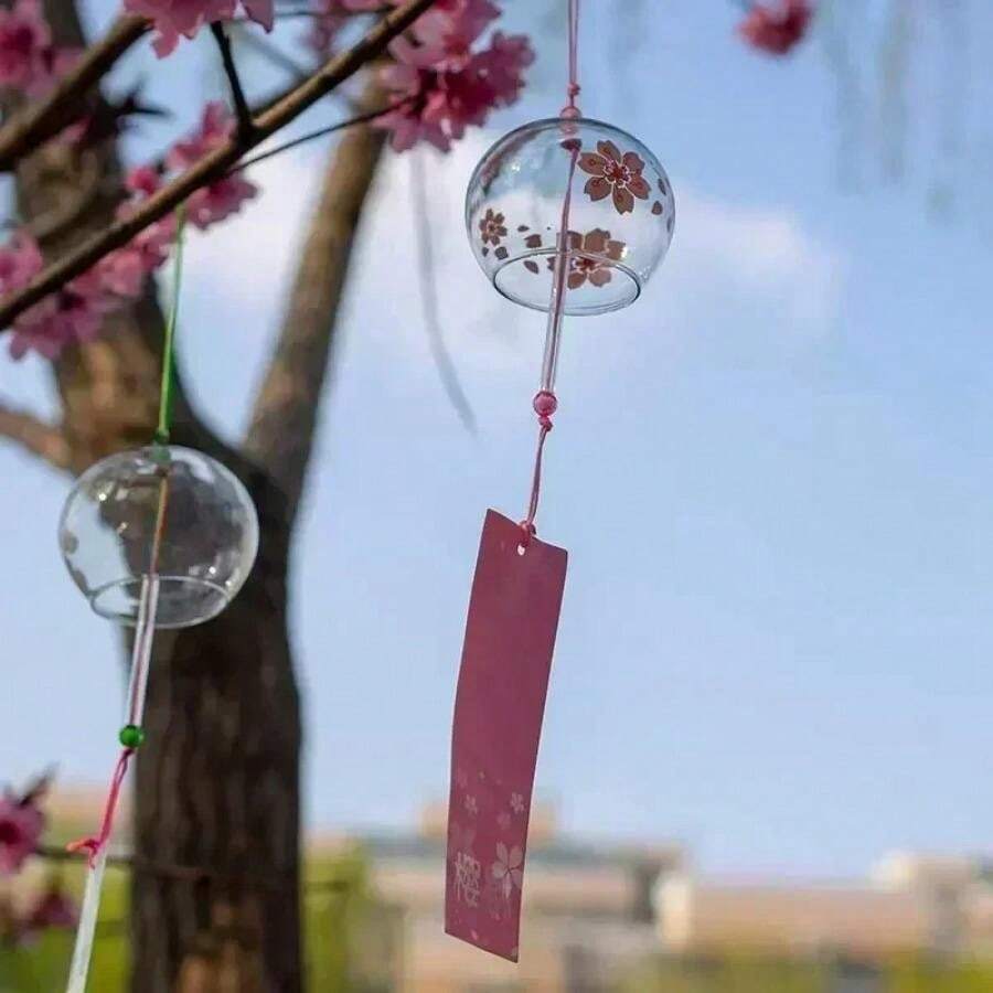 Sakura Wind Chimes Kawaii Room Decor Japanese Glass Wind Bell Hanging ...