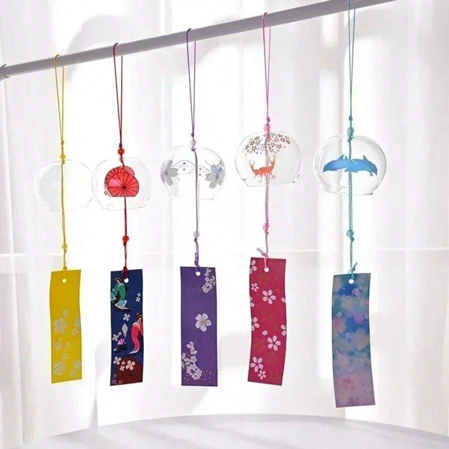 Sakura Wind Chimes Kawaii Room Decor Japanese Glass Wind Bell Hanging ...