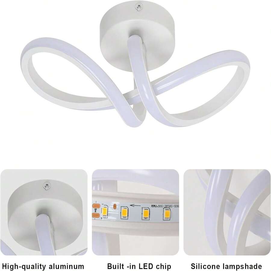 Plafón LED moderno 29cm, 20W Plafón LED curvo en forma de 8, 4500K Plafón LED para Dormitorio ...