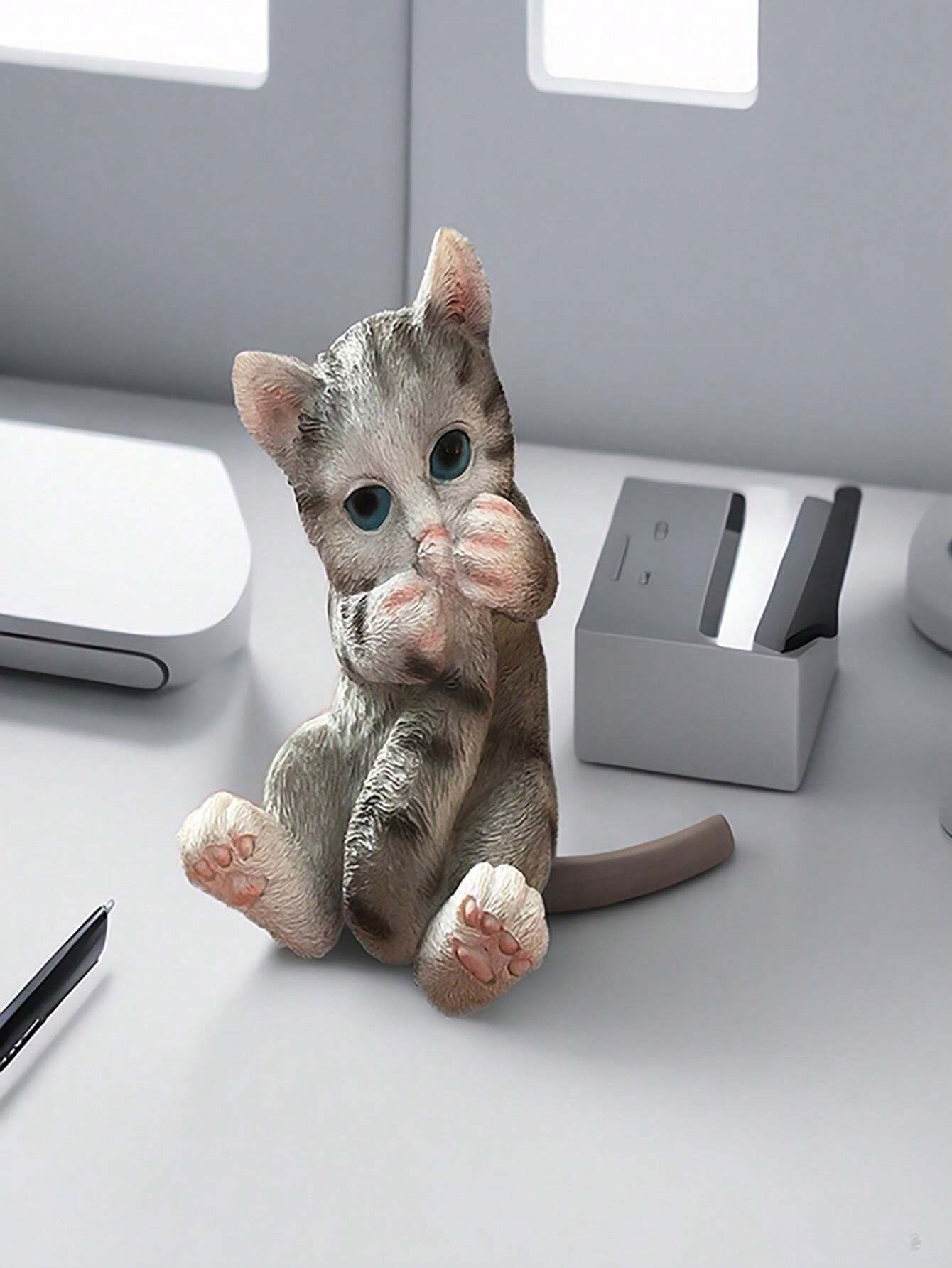 1pc Japanese-Style Home Office Desk Cute Cat Figurine Decor In Orange ...