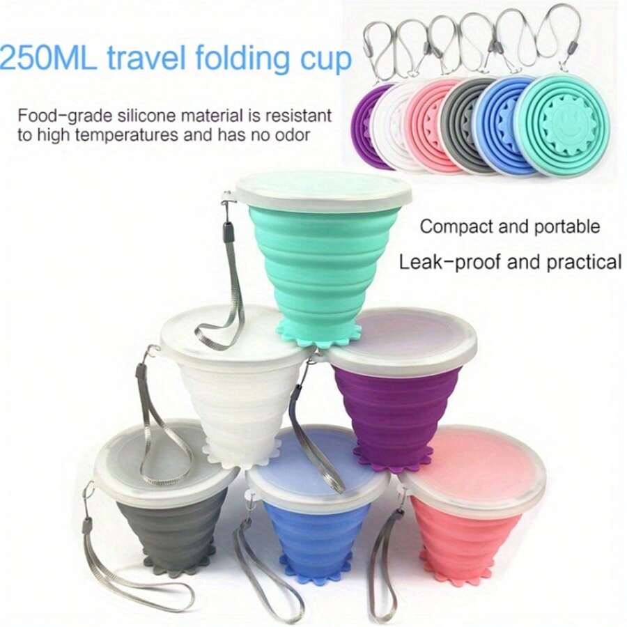 250ml Gray Leak-Proof Silicone Folding Travel Cup | SHEIN UK