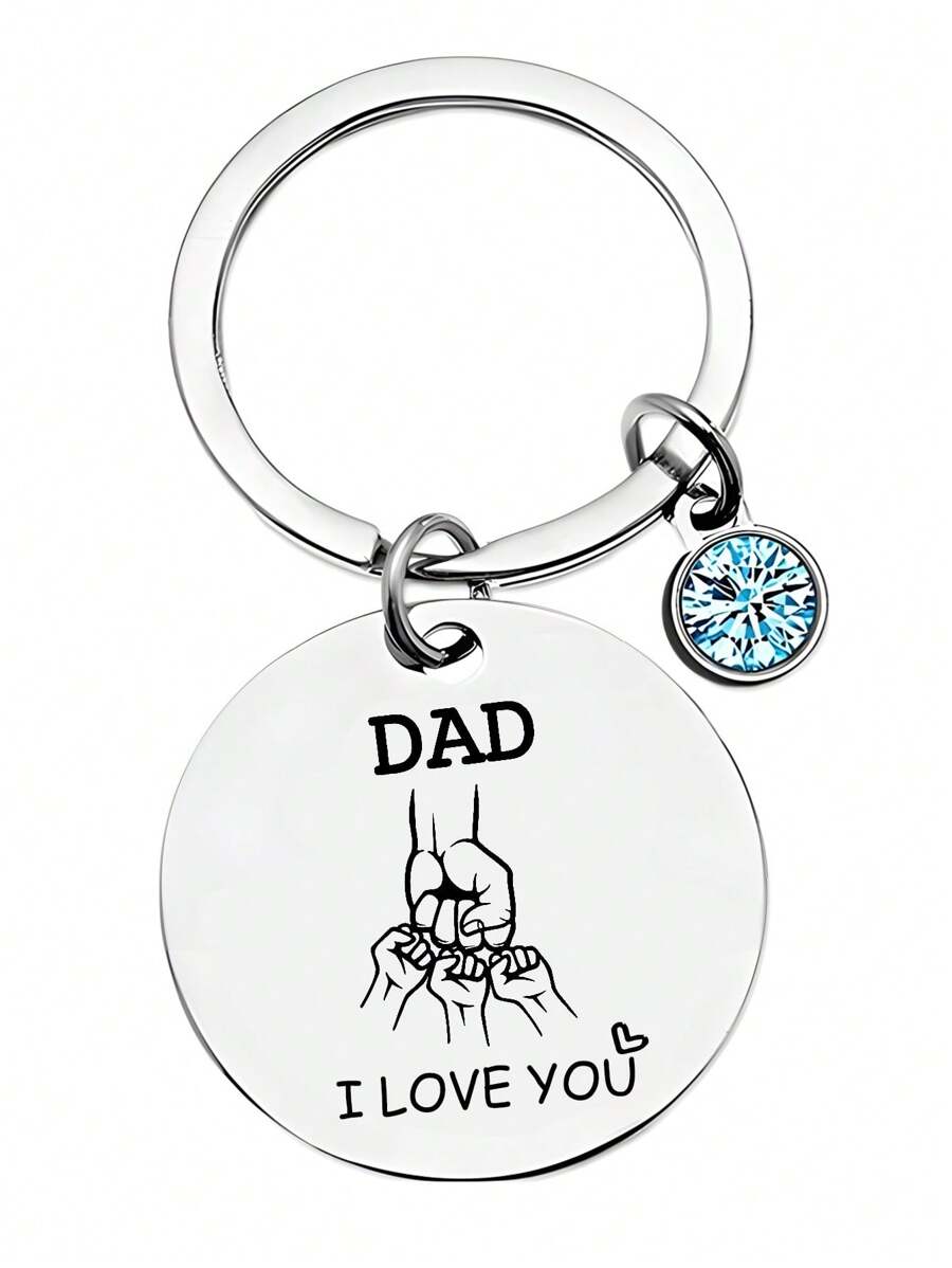 1pc Stainless Steel Fist Bump Key Chain, Family Gift For Dad, Father's ...