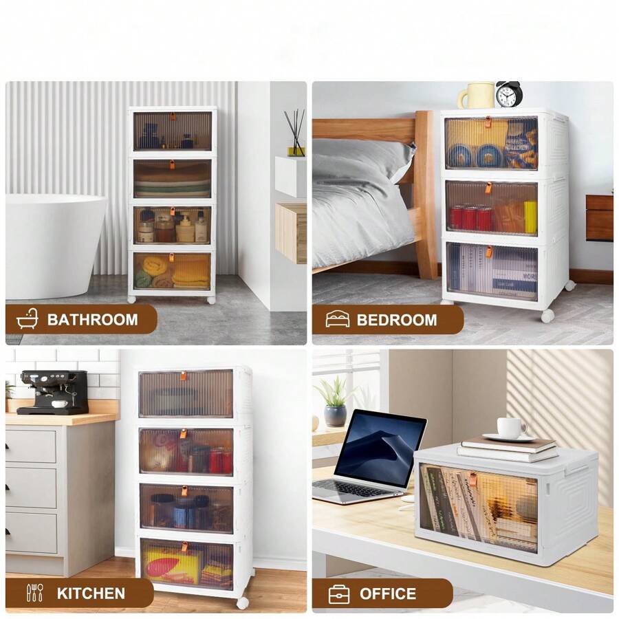 4 Tier Stackable Storage Bins With Wheels And Lid - 23QT Closet ...