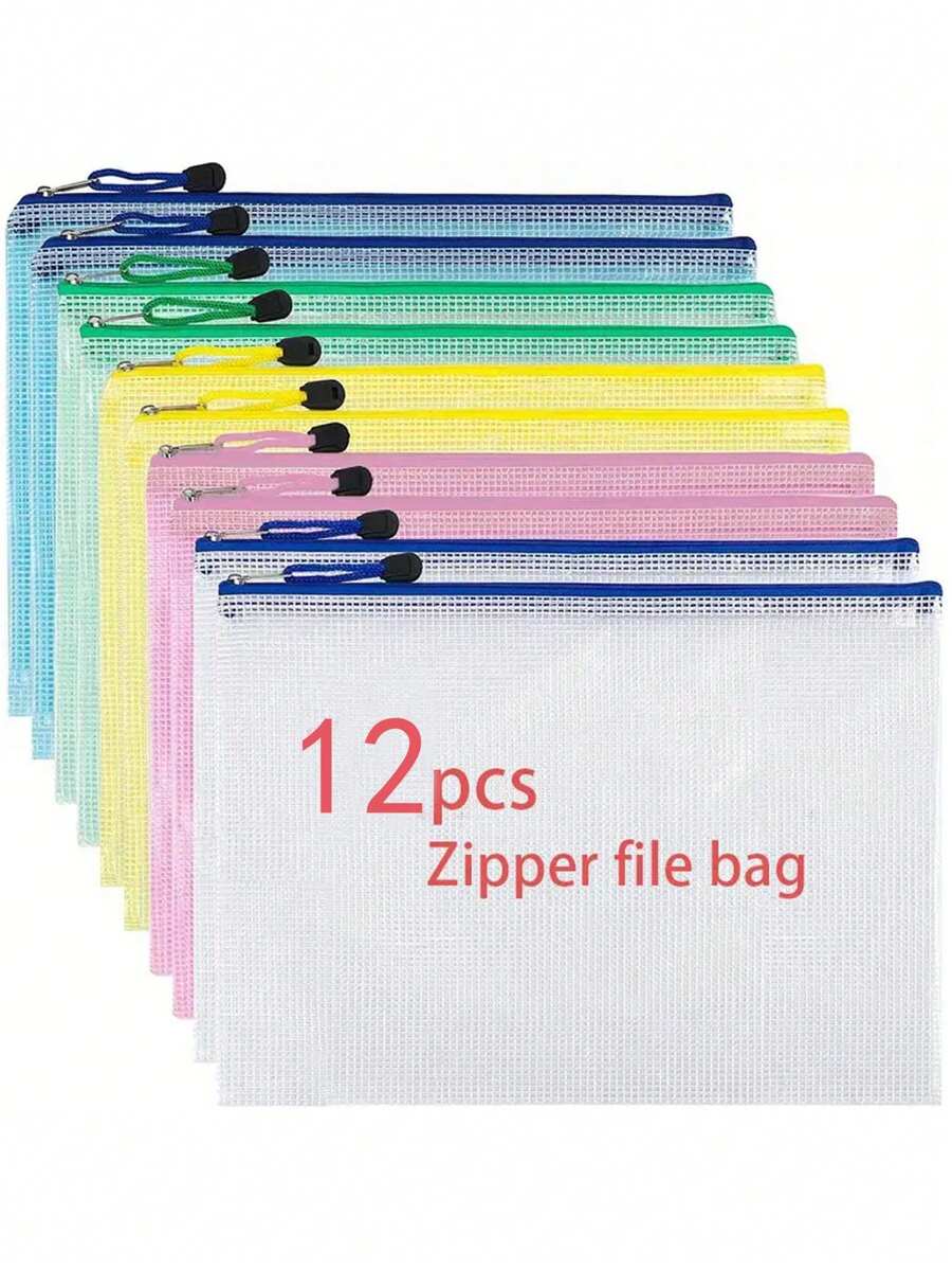 5 Colors, 10pcs A4 Mesh Zipper Bag, Zipper File Bag, Cross Stitch And ... 5 Colors, 10pcs A4 Mesh Zipper Bag, Zipper File Bag, Cross Stitch And ...