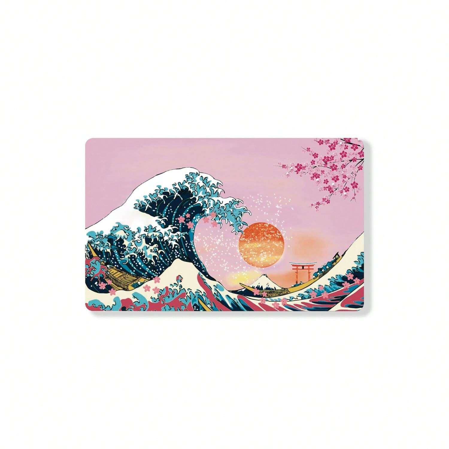 Japan Wave Sakura Credit Card Stickers Skin No Bubble Slim Waterproof ...