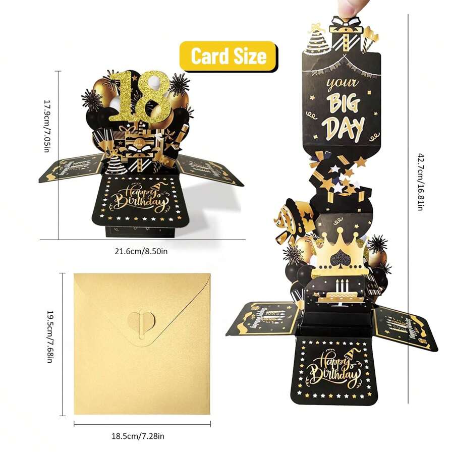 1pc 18th Birthday Pull-Out Foldable Happy Birthday Gift Box With Card ...