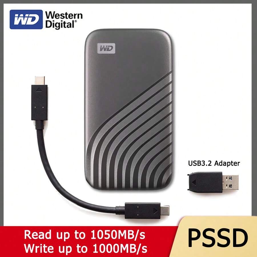 Western Digital(WD) PSSD 2TB 1TB 500GB Up To 1050MB/S NVMe External Portable Solid State Drive ...