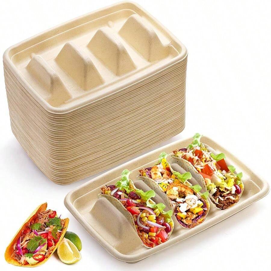 50pcs Party Tacos Stand Rack, Paper Tacos Holder With Dividers ...