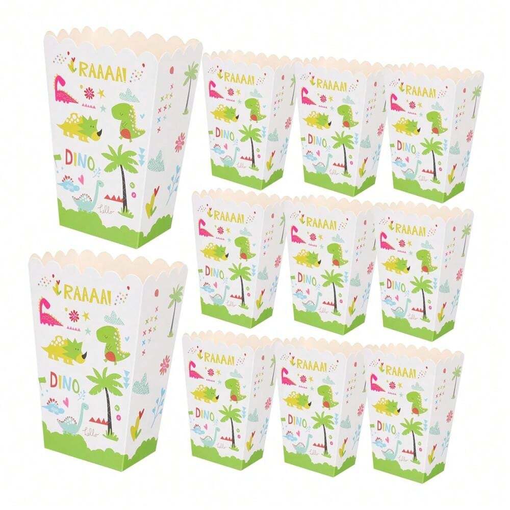 6pcs Dinosaur Popcorn Boxes Dino Party Favor Box Candy Snack Pack Box ...
