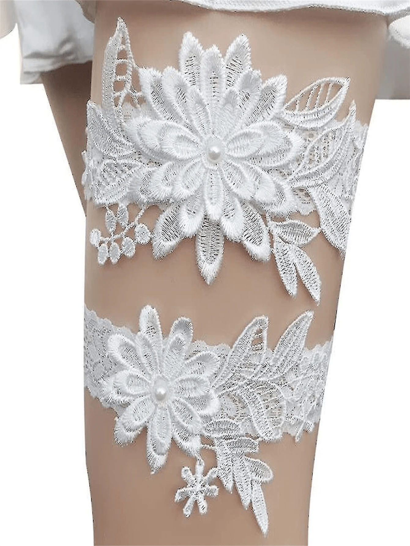 2 Pieces Wedding Garters For Bride Sexy Lace Leg Garter Belt Hand Sewn ...