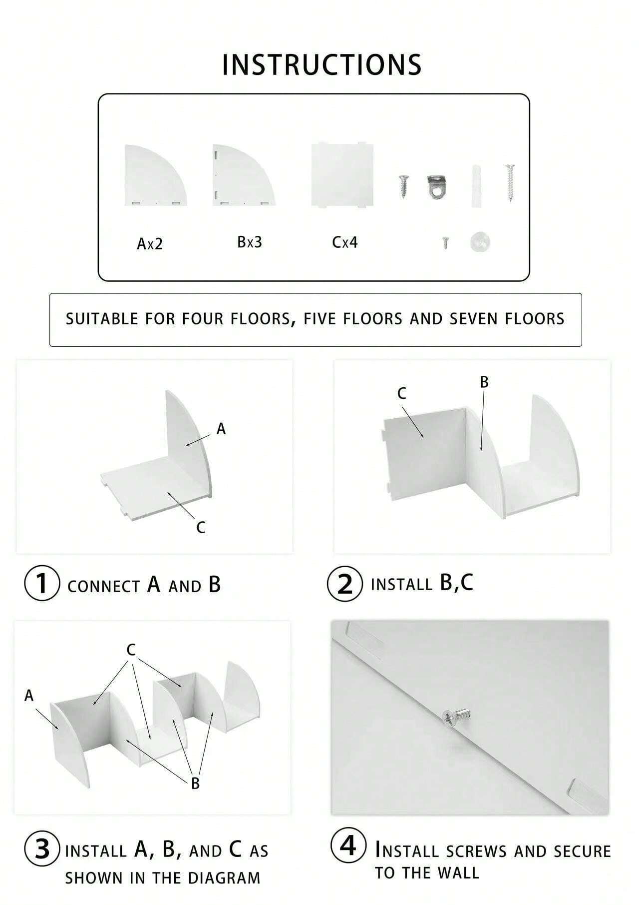 Creative Wall-Mounted Triangular Corner Shelf With 5 Half Circle ...