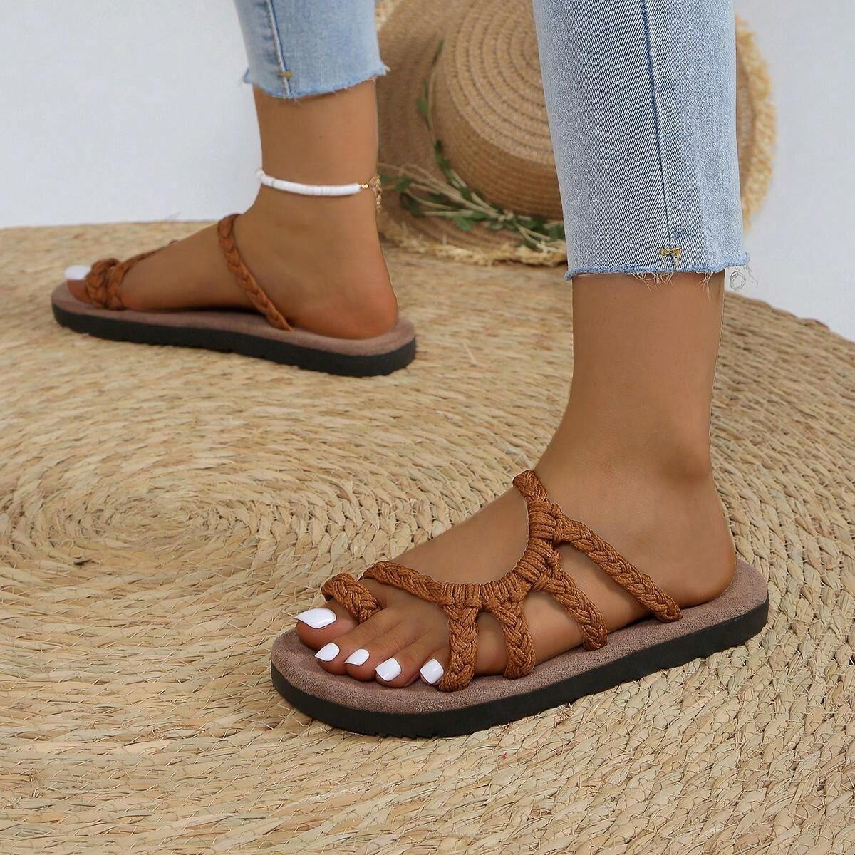 2024 Nouvelles sandales confortables tissées pour femmes, faciles à ...