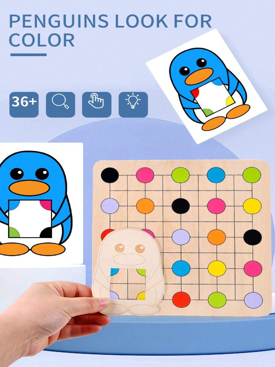 A Wooden Color Matching Puzzle Toy, Featuring A Solid Wood Bottom Board ...