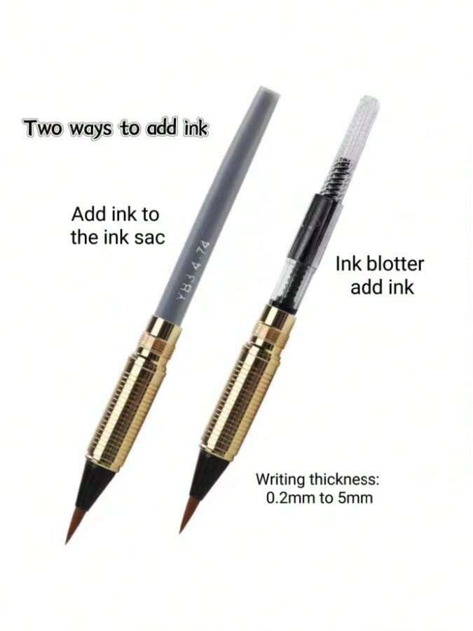 Set Of 1 Steel Brush Pen With Refill And Leather Case, Calligraphy Pen ...