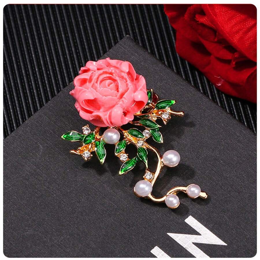 Women Girl Creative Simple High-End China Rose Flowers Brooches ...