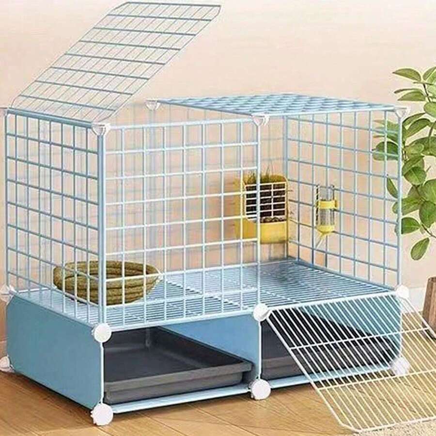 Blue Rabbit Small Animal Cage Indoor Anti-Spray Rabbit Cage Guinea Pig ...