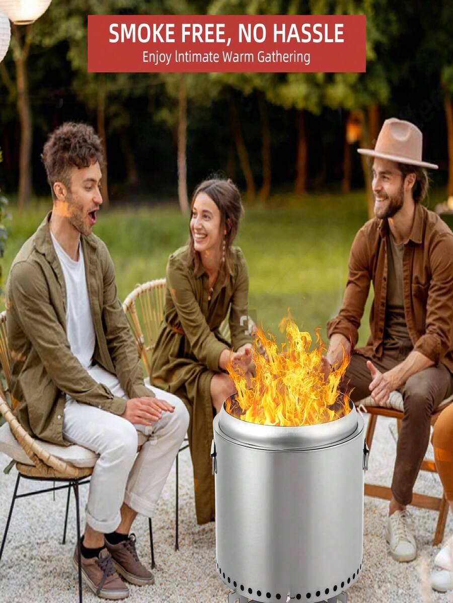 16.5" Low Smoke Outdoor Mini Fire Solo Stove Portable Smokeless Fire ...