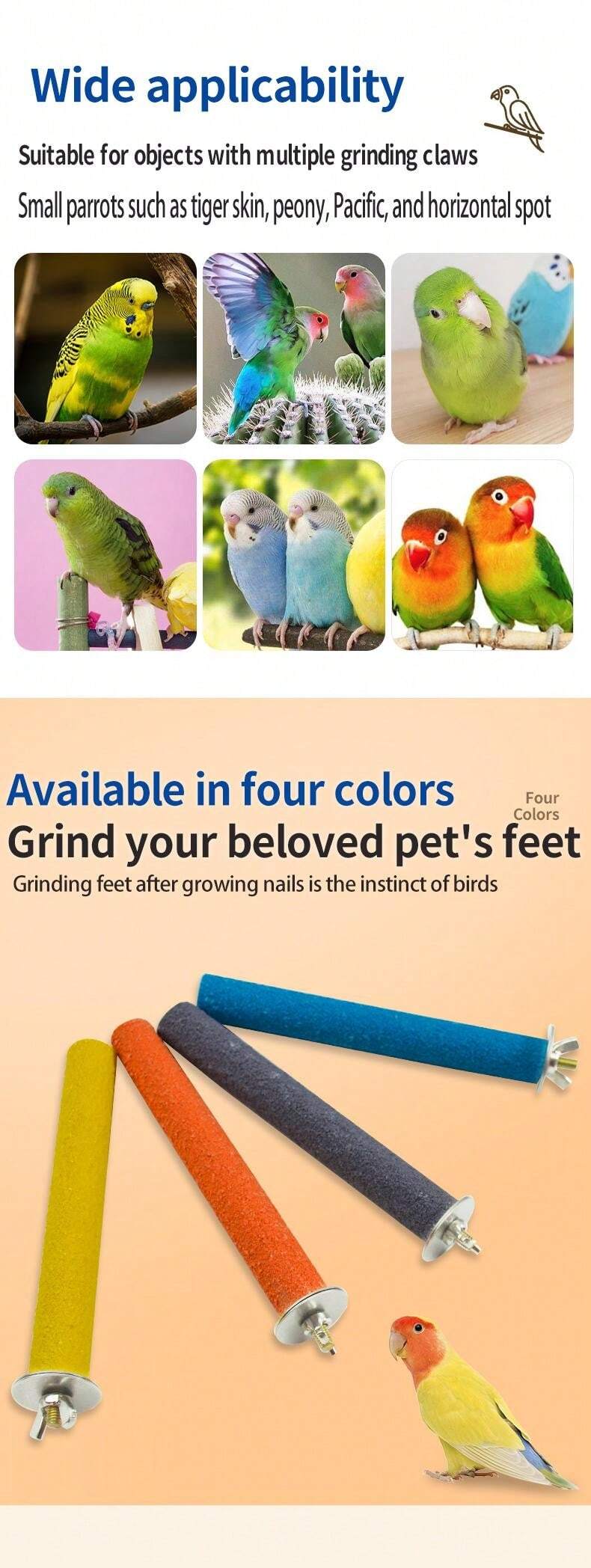 Parrot Perching Bird Nail Trimmer Perching Claw Grinding Stick Suitable ...