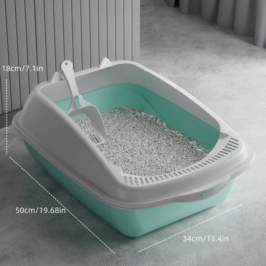 Cat Litter Box Half-Enclosed And Open Style Preventing Litter Splashing ...