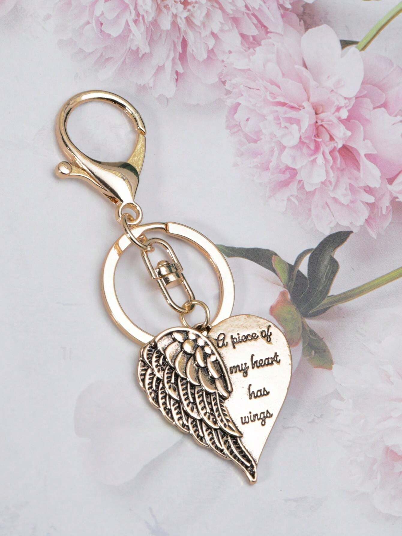 1pc Winged Heart Shaped Keychain - Metal Keyring For Bag, Backpack, And ...