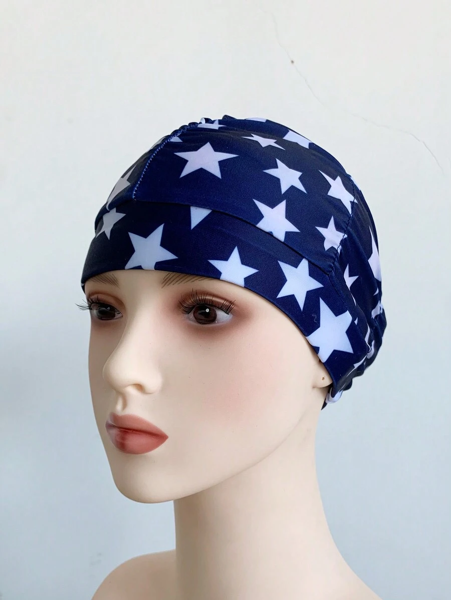Seamless Swim Cap With White Star Pattern, High Elasticity And No ...