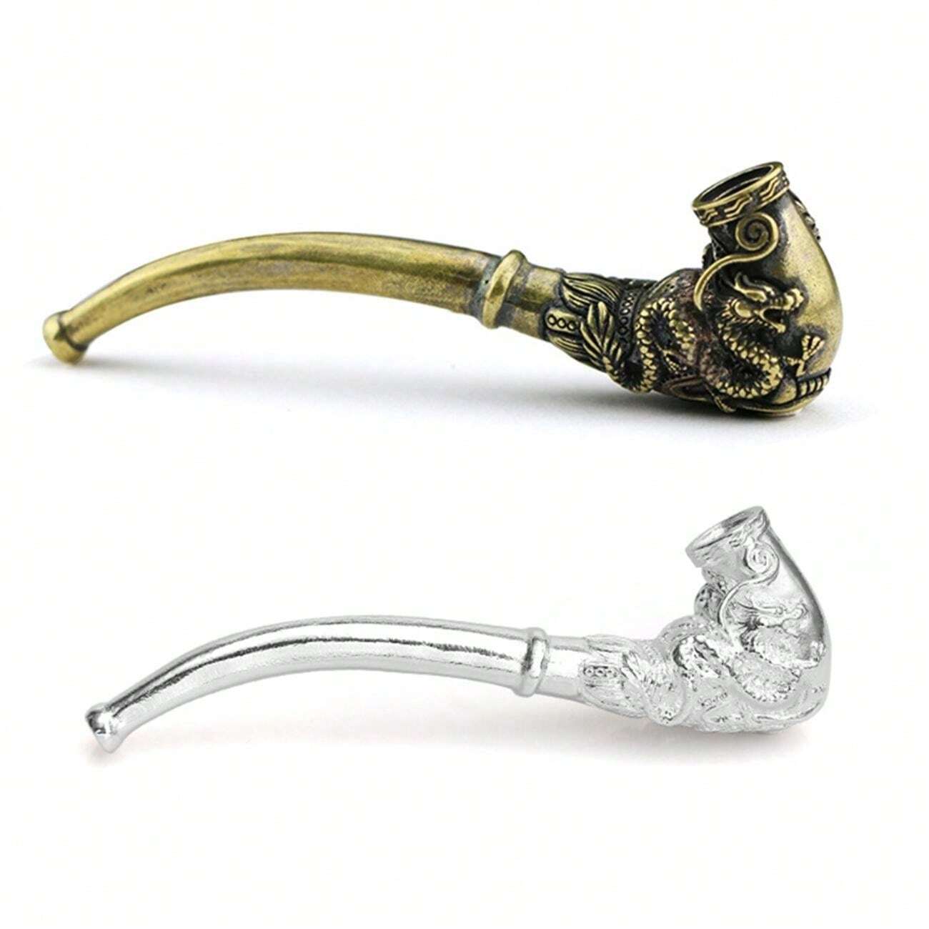 Nuova pipa da fumo antica in ottone con tubo curvo, fatta a mano con ...