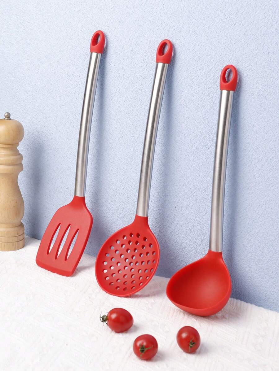 1 Set Kitchen Utensils, Heat Resistant Non-Stick Silicone Spatula And ...