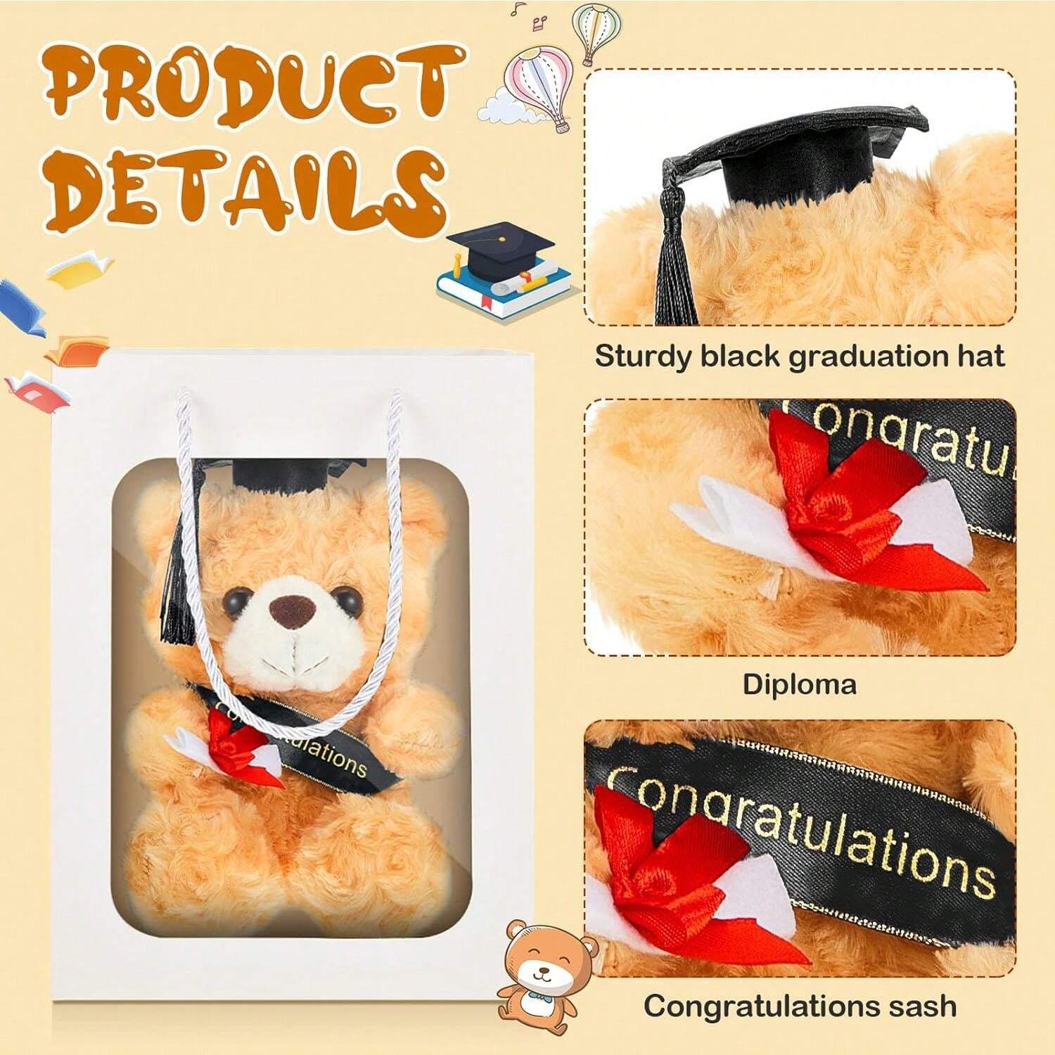 1 Pcs Graduation Gift Plush Bears With Gift Bags Graduation Stuffed ...