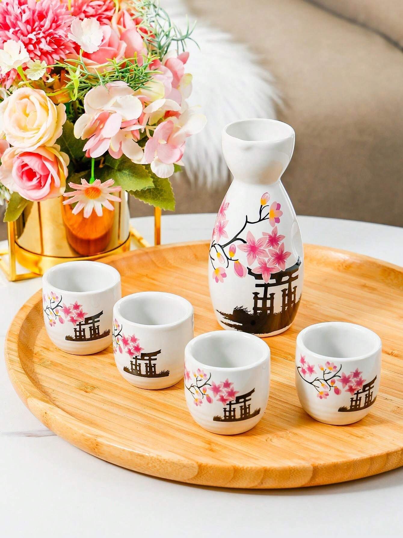 1 Set Japanese Ceramic Sake Set Including Small Sake Cups & Decanter ...