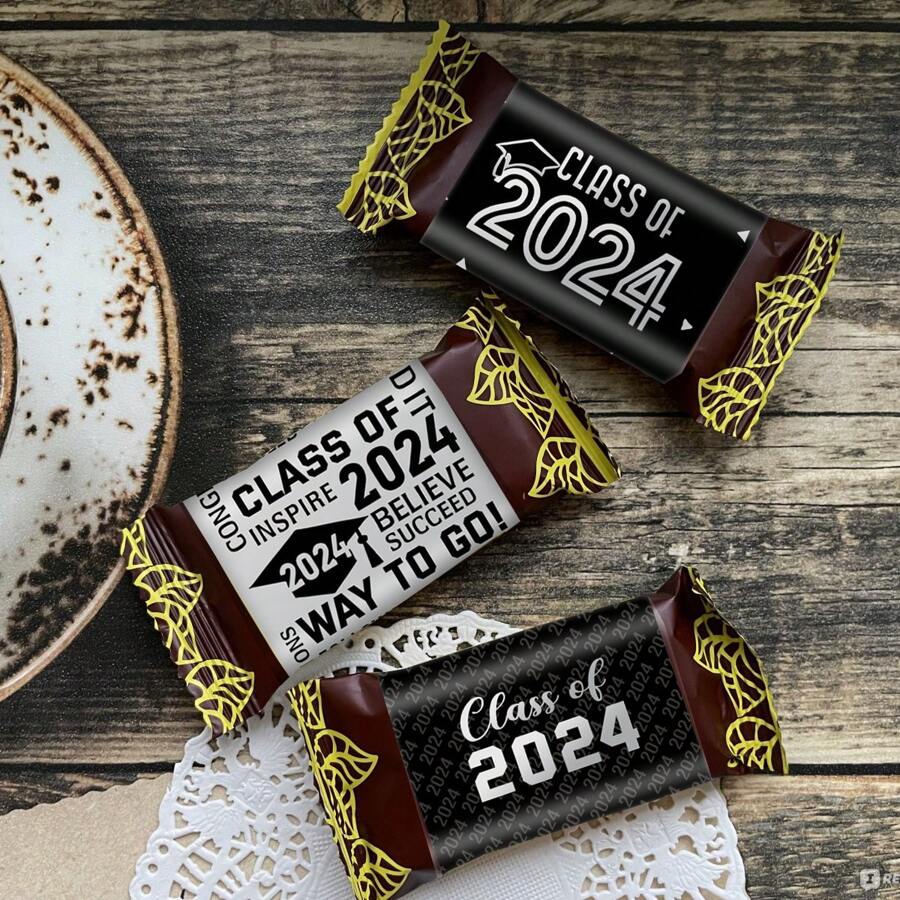 30pcs ,5sheets ,Class Of 2024 Mini Candy Bar Labels, Graduation Mini ...