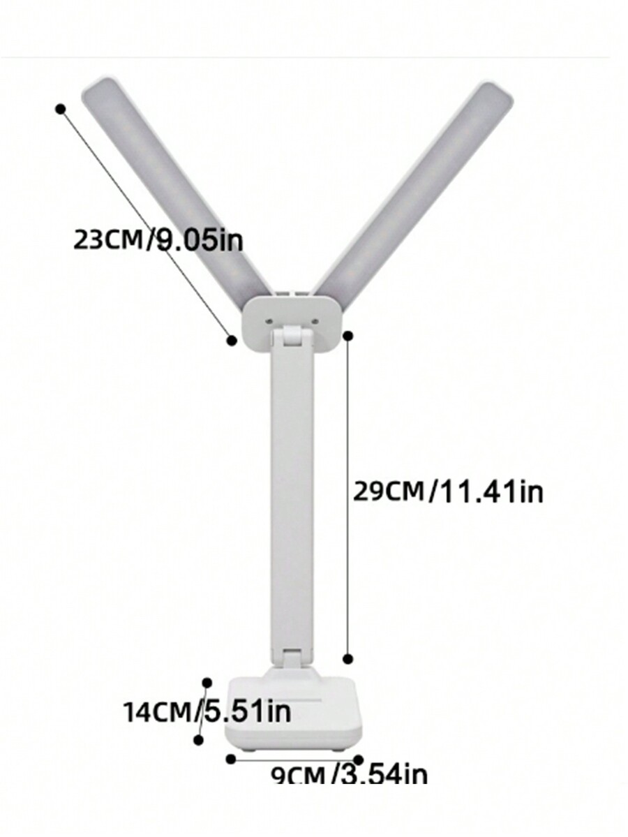 Double-Headed Foldable LED Desk Lamp, USB Charging, White Eye ...