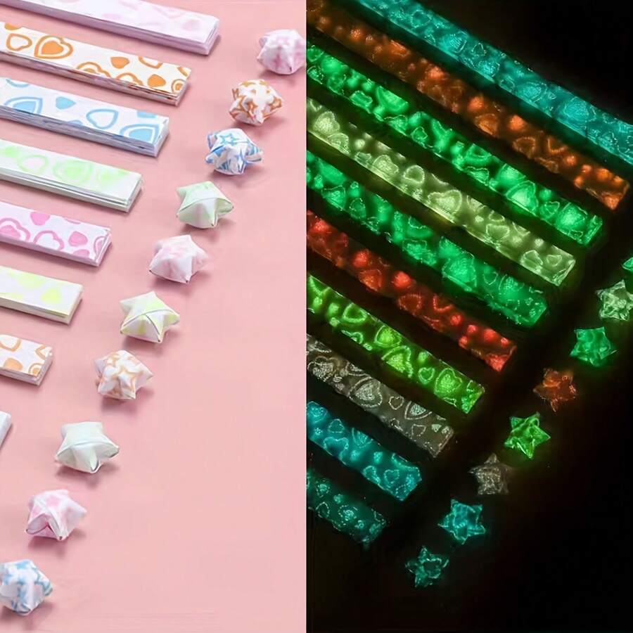210 Sheets Glows In The Dark Origami Stars Paper Double Sided 10 Colors ...