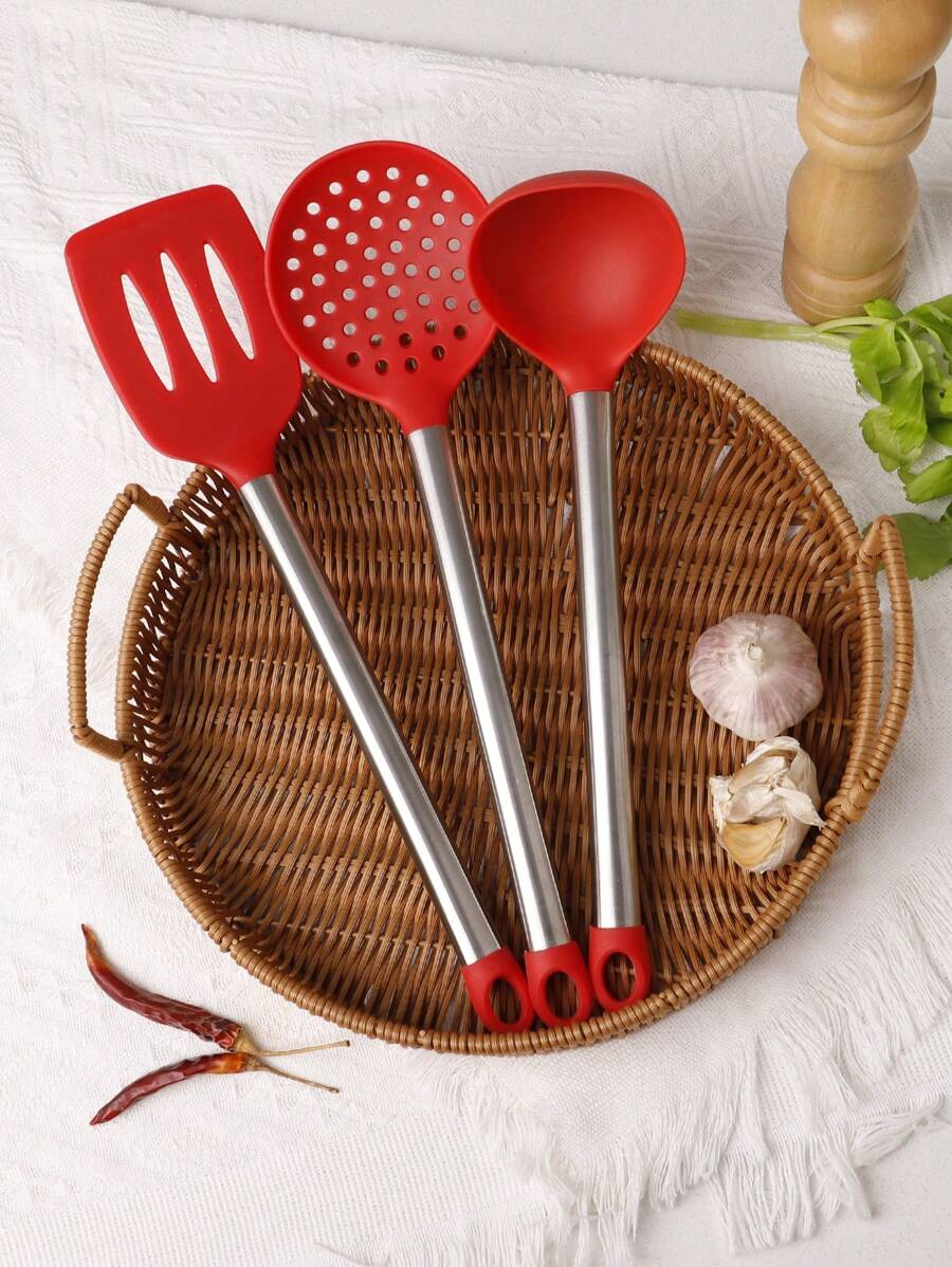 1 Set Kitchen Utensils, Heat Resistant Non-Stick Silicone Spatula And ...