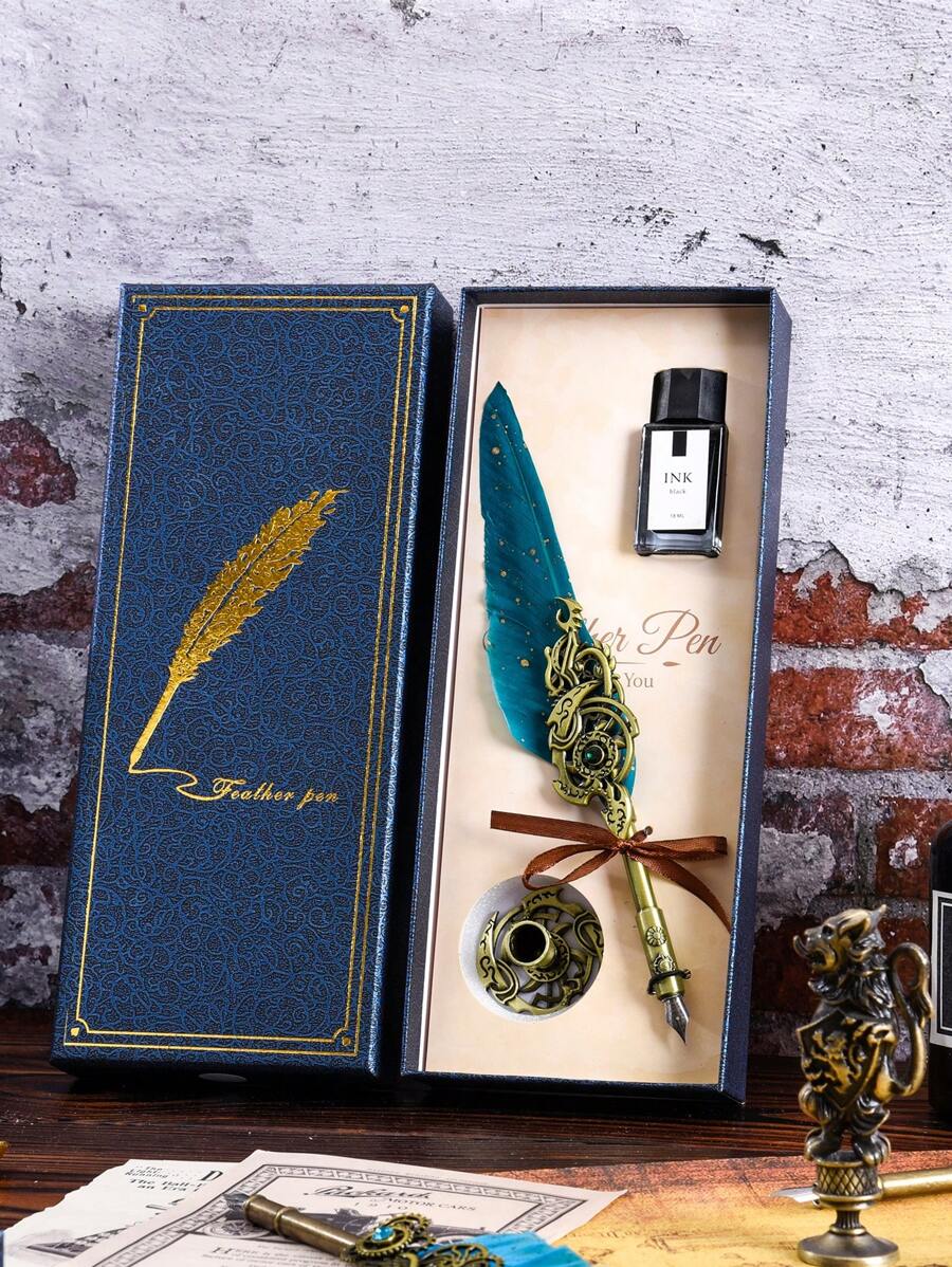 European Retro Flame Shape Steel Nib Fountain & Feather Dip Pen Water ...